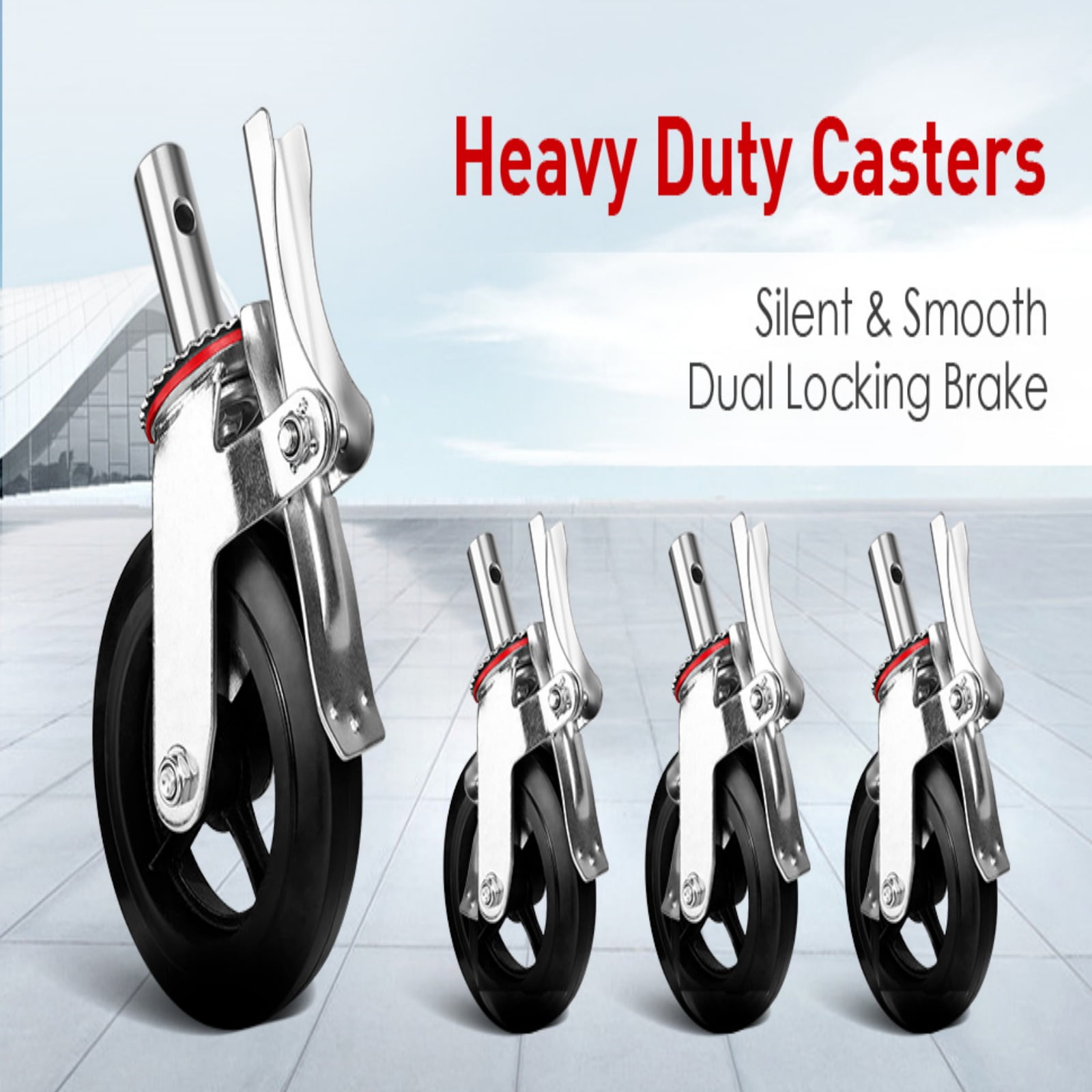 4 Casters with 4400 LBS Capacity, Dual Locking System, and Swivel ...