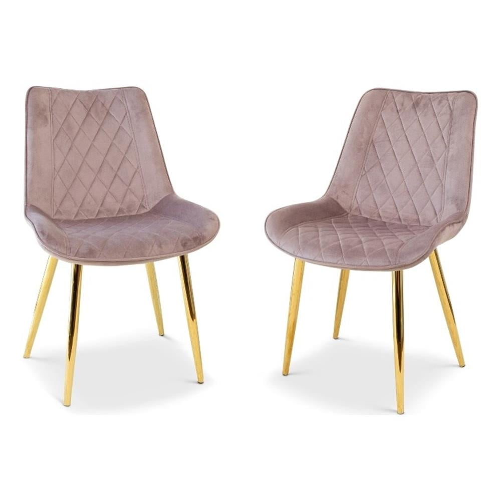 Simione Mid-Century Modern Velvet Dining Chairs in Pink (Set of 2 ...