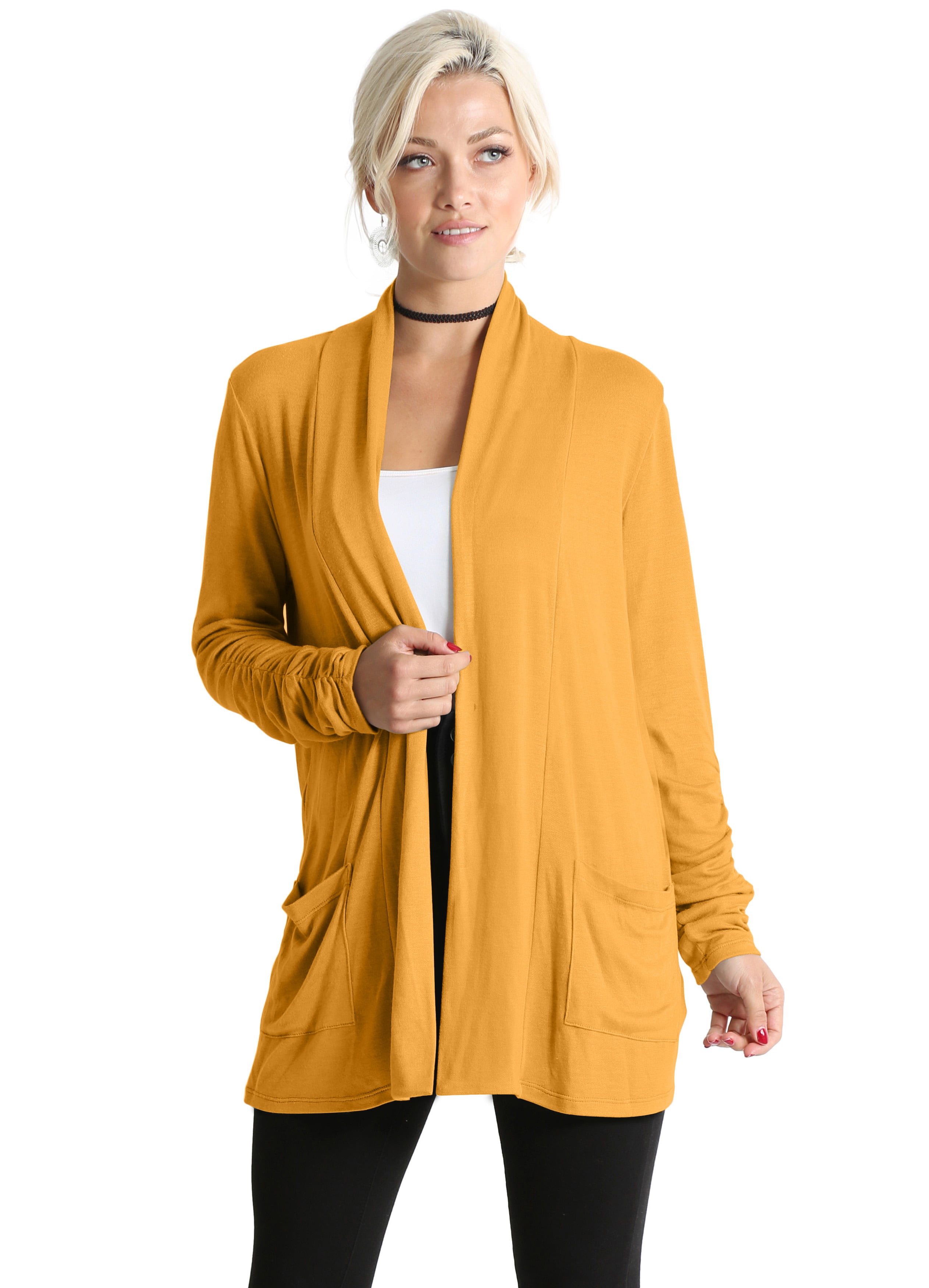Simlu Long Sleeve Lightweight Cardigan Sweater for Women with Pockets ...