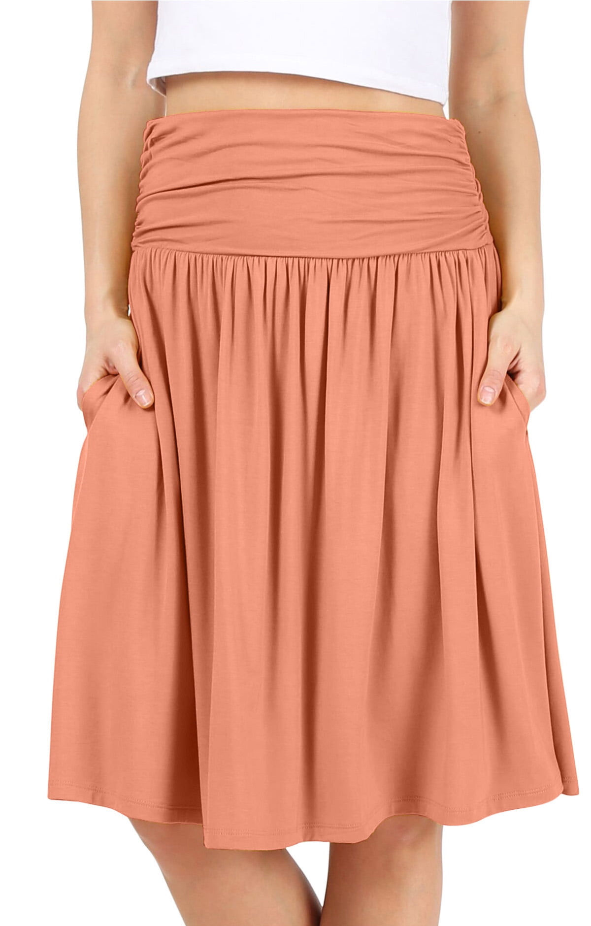 Simlu Womens Regular and Plus Size Skirt with Pockets Below The Knee ...