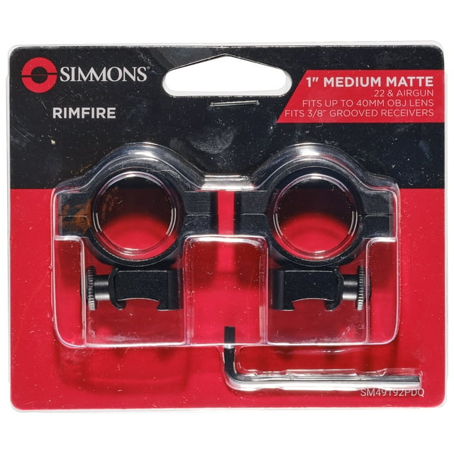 Simmons .22 Aluminum Medium Scope Rings Matte Black Rifle Mount ...