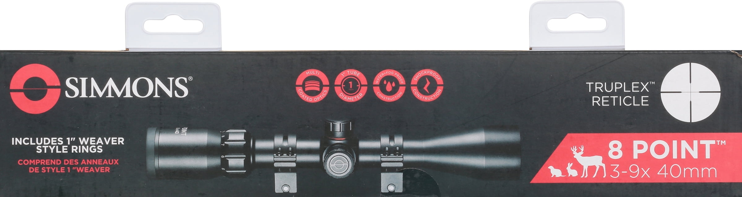 Simmons 8 Point Riflescope Black 3-9x40 Truplex Reticle W/ Rings - Walmart.com