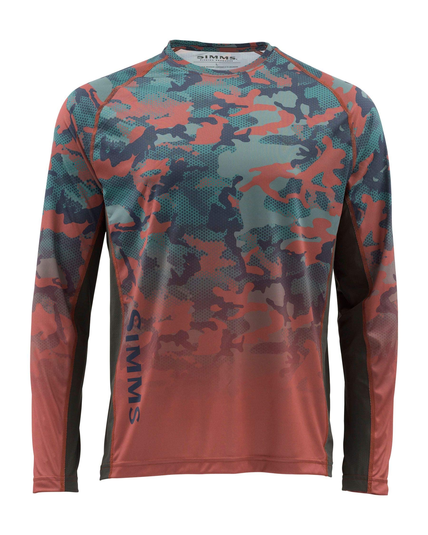Simms Challenger Solar Tech UPF 30+ Fishing Shirt, Hex Flo Camo Rusty Red XL - Walmart.com