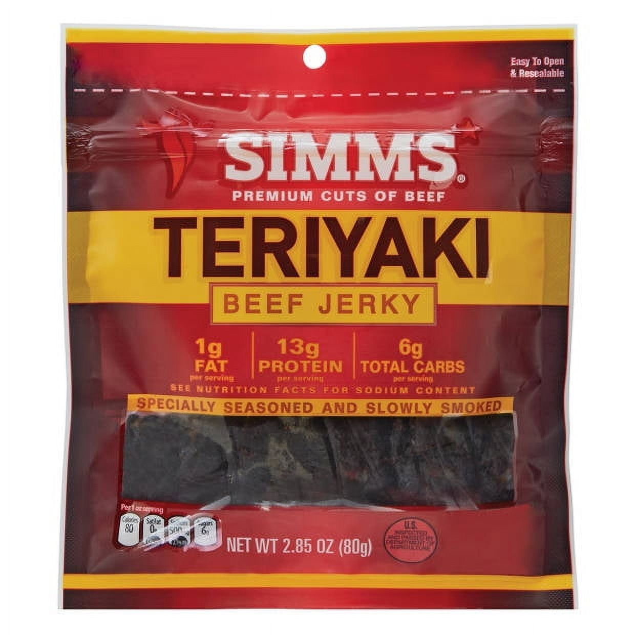 Simms Teriyaki Beef Jerky, 2.85 oz - Walmart.com