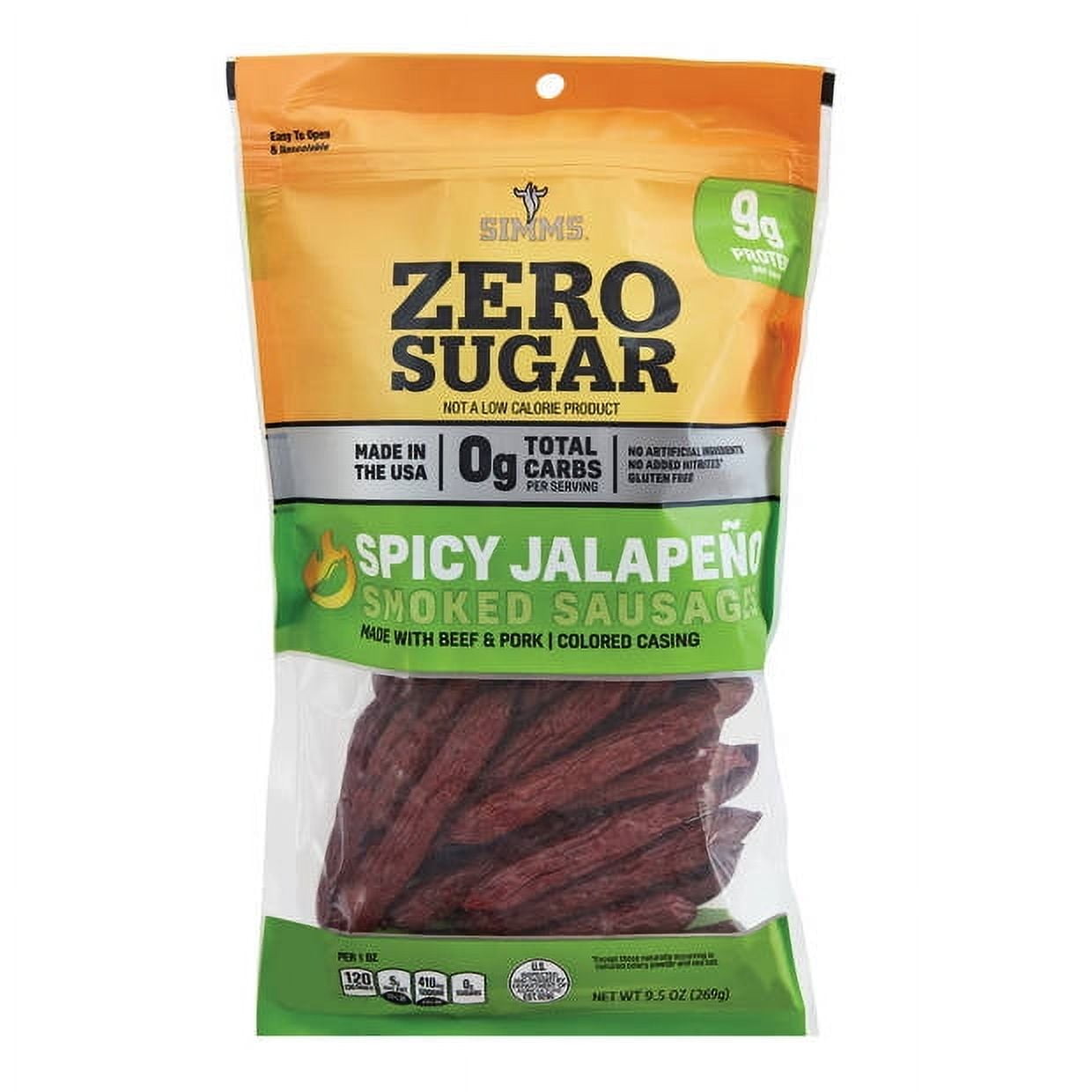 Simms Spicy Jalapeno Smoked Snack Sticks, 9.5 oz, Jerky Meat Snack ...