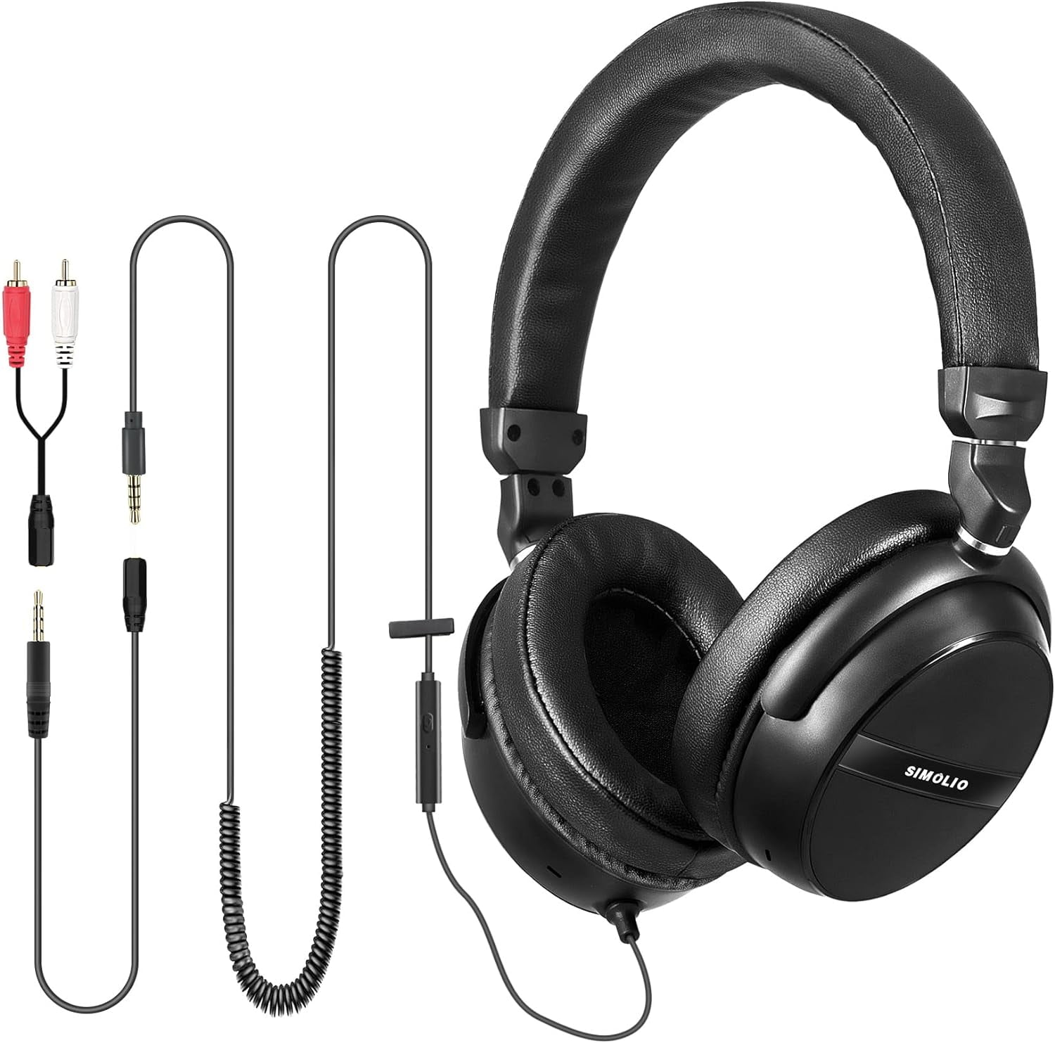 SIMOLIO Headphones for TV/PC, 21.6FT Long Cord, RCA & 3.5mm Jack ...