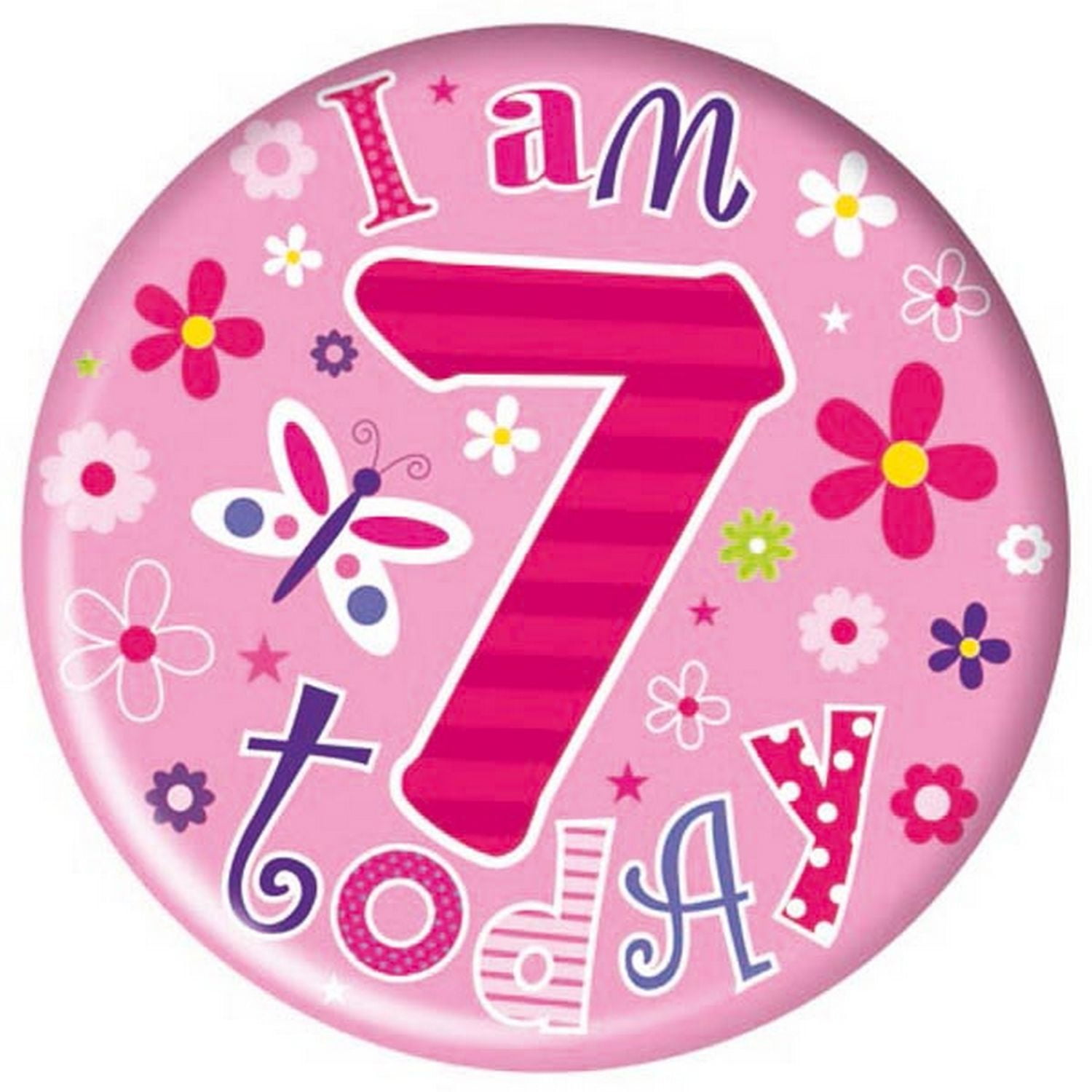 Simon Elvin Childrens/Girls I Am 7 Today Giant Badge - Walmart.com