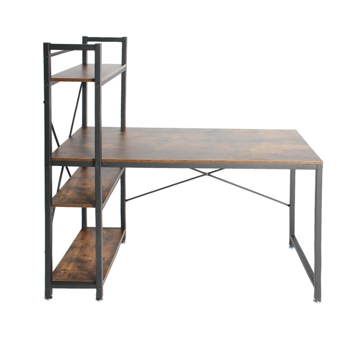 Simon Wooden Computer Desk with Bookshelves 47 Inches Brown - Walmart.com