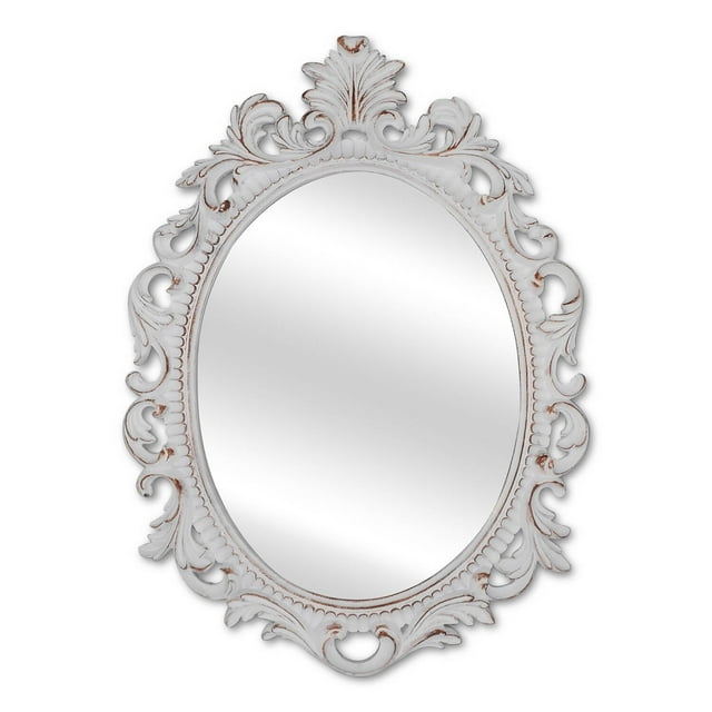 Free Shipping! Simon's Shop 18'' Distressed White Mirror for Wall Oval ...