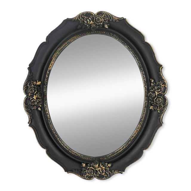 Simon's Shop Decorative Vintage Accent Black Mirror 10.5''x12.5'' Oval ...