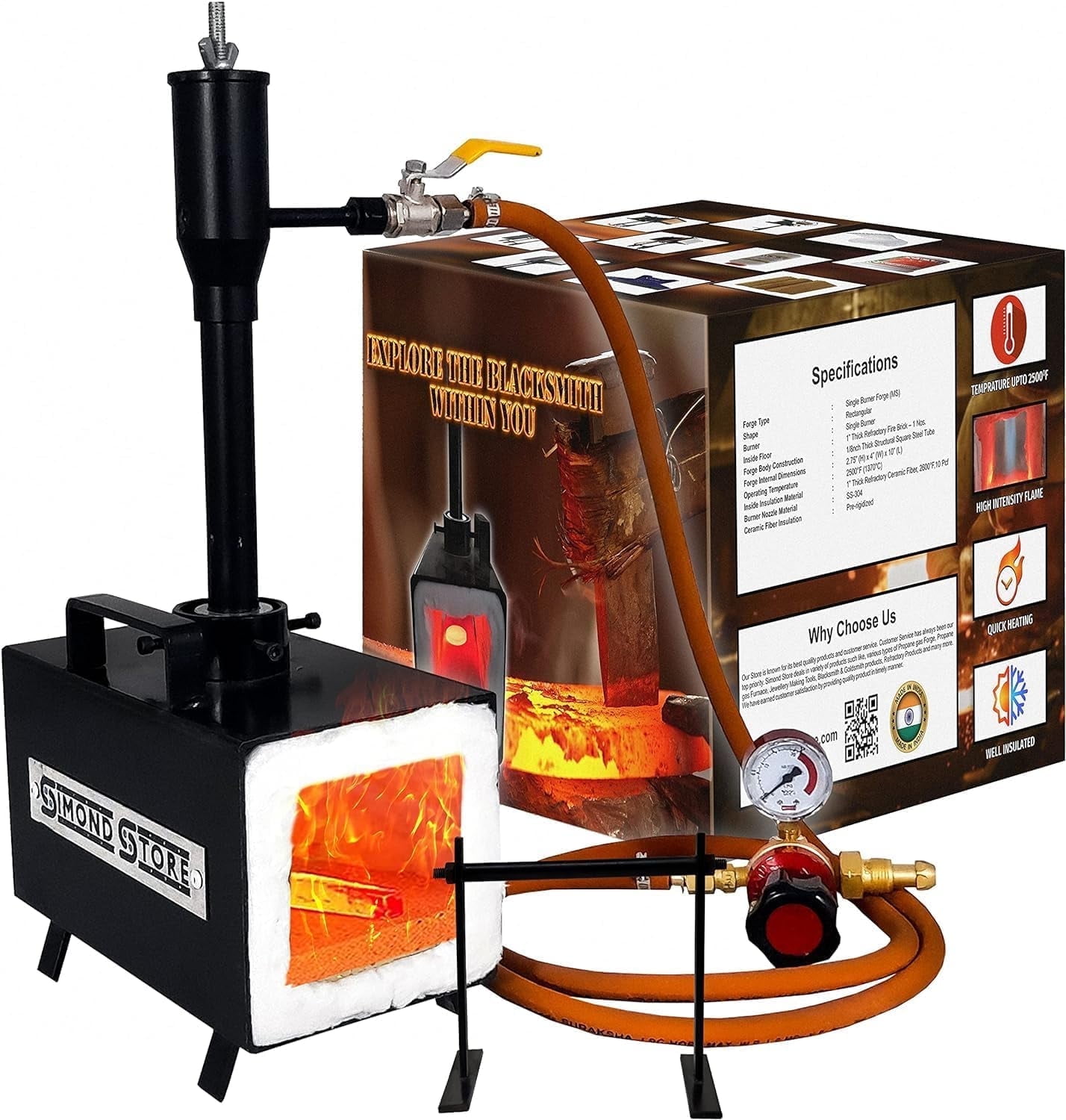 Simond Store Portable Propane Single Burner Forge - Ideal for Beginner ...