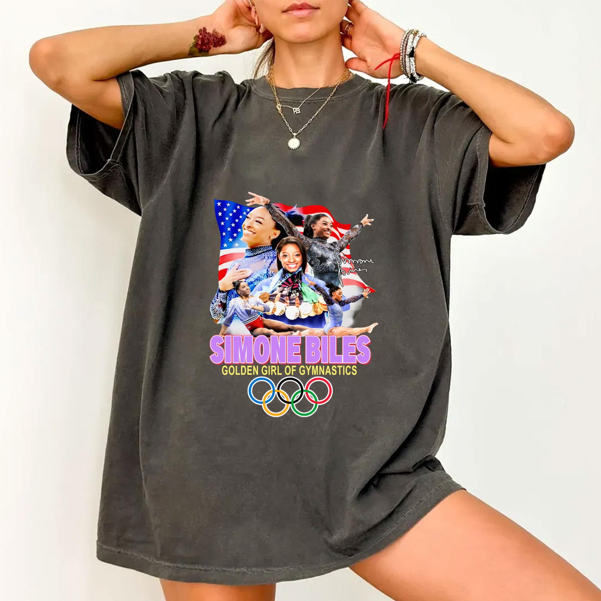 Simone Biles Golden Girl Of Gymnastics 2024 Olympic Signature Shirt