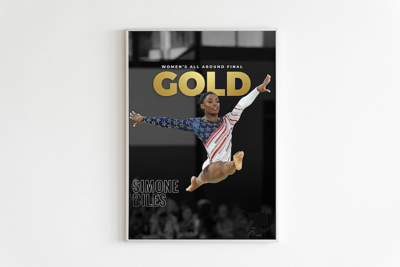 Simone Biles Poster, USA Olympic Gymnastics Poster, Sports Wall Art ...