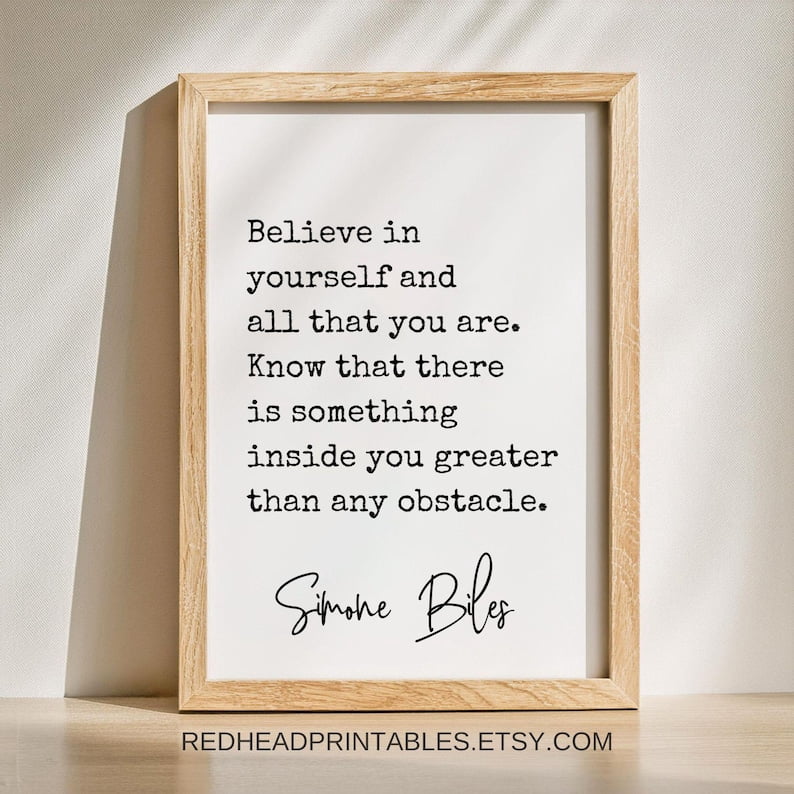 Simone Biles Printable Wall Art, Believe in Yourself Print, Gymnastics ...