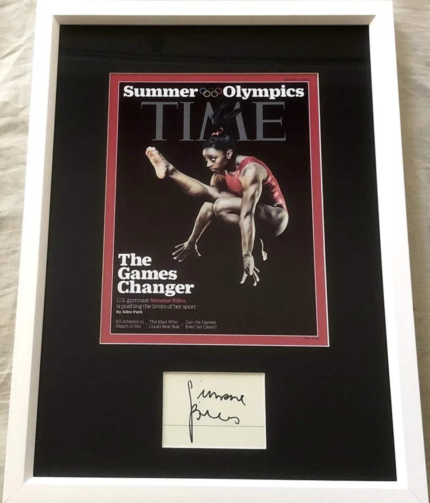 Simone Biles autograph custom framed with 2016 Time magazine cover JSA ...