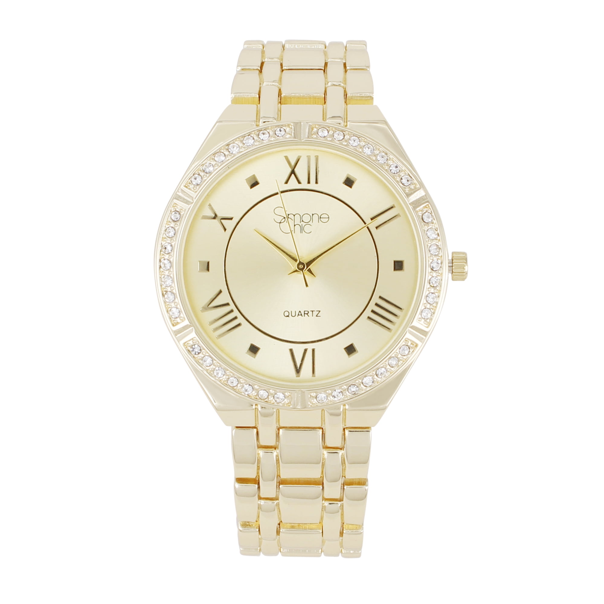 Simone Chi Women's Luxury Crystal Diamonds Iced Out Watch, Blinged Out ...