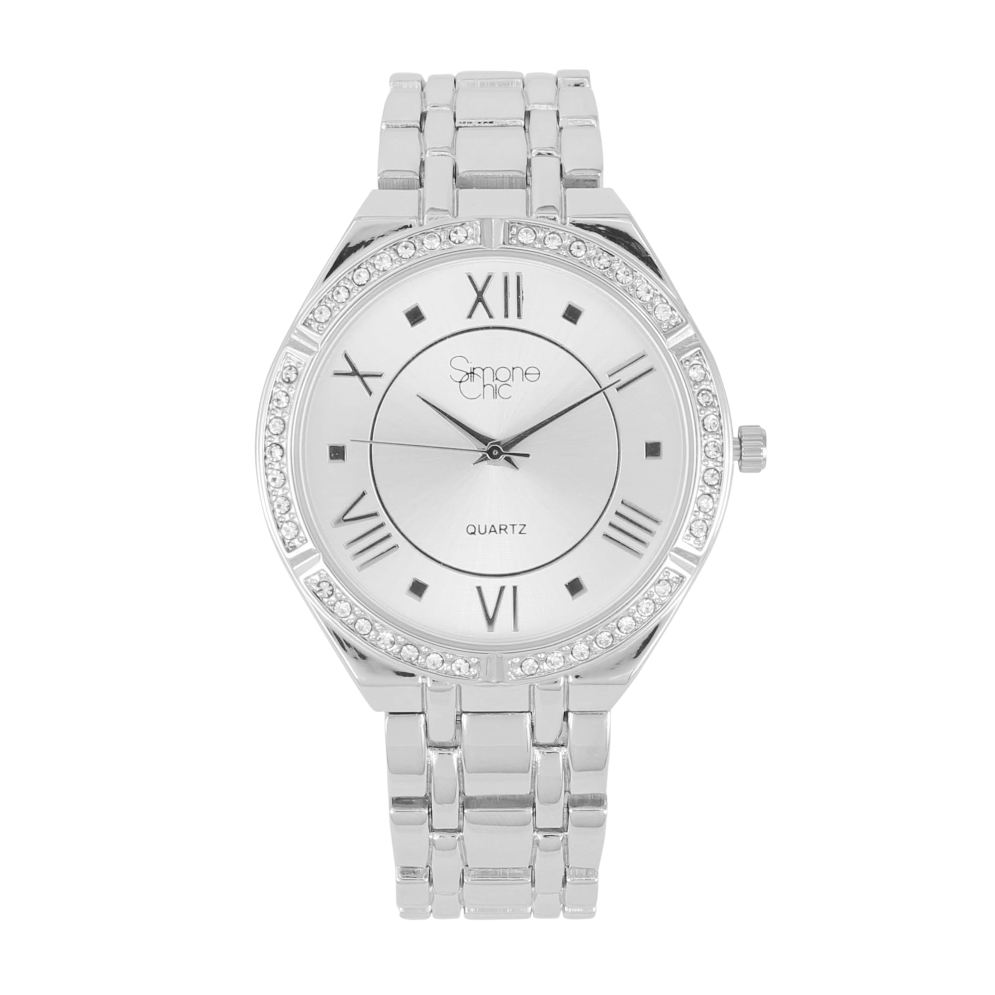 Simone Chi Women's Luxury Crystal Diamonds Iced Out Watch, Blinged Out ...