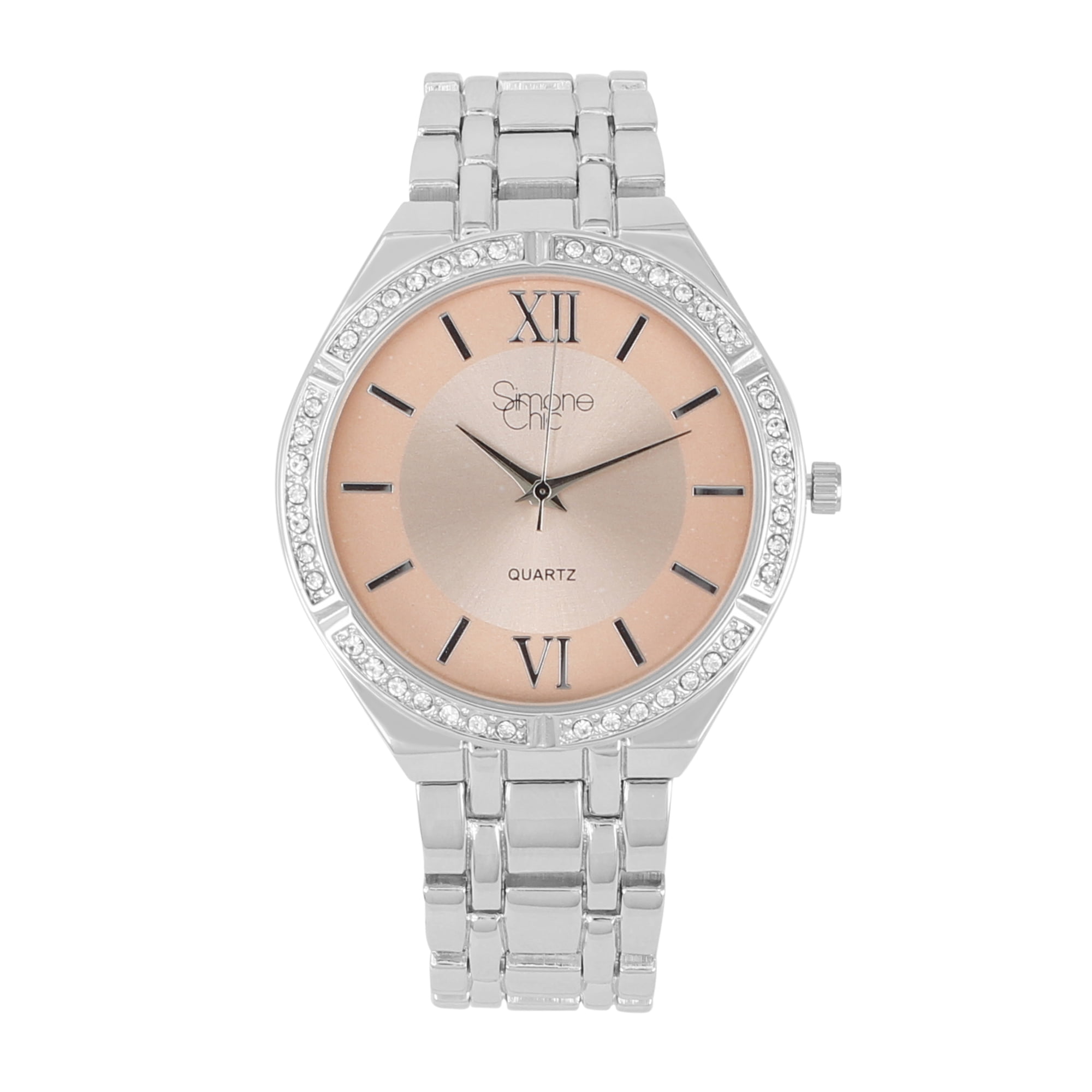 Simone Chi Women's Luxury Crystal Diamonds Iced Out Watch, Blinged Out ...