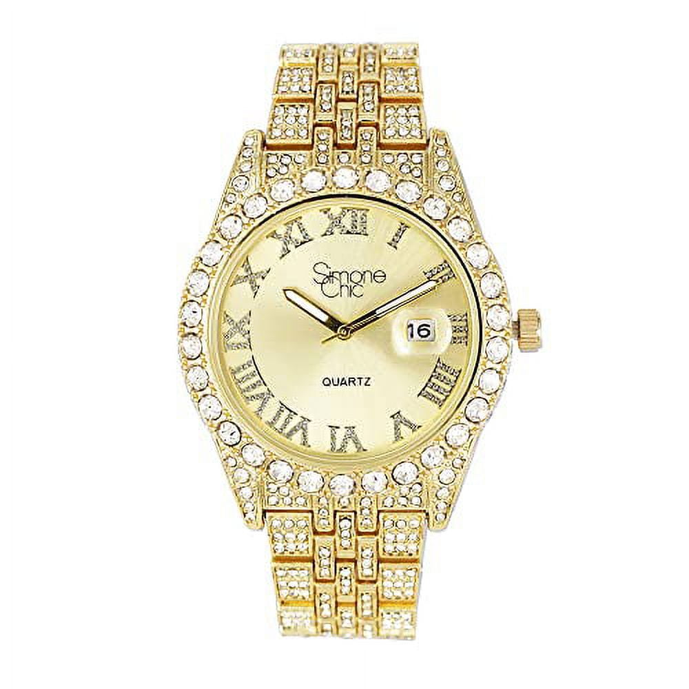 Simone Chic Fully Iced Out Diamond Watch for Women's w/Roman Numerals ...