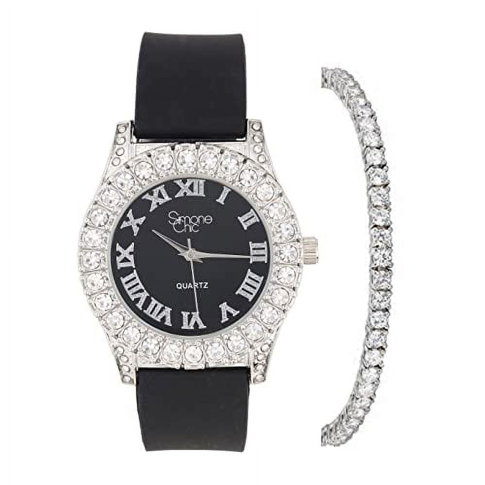 Simone Chic. Women's Big Rocks Fully Iced Bezel Colored Dial w/Easy ...
