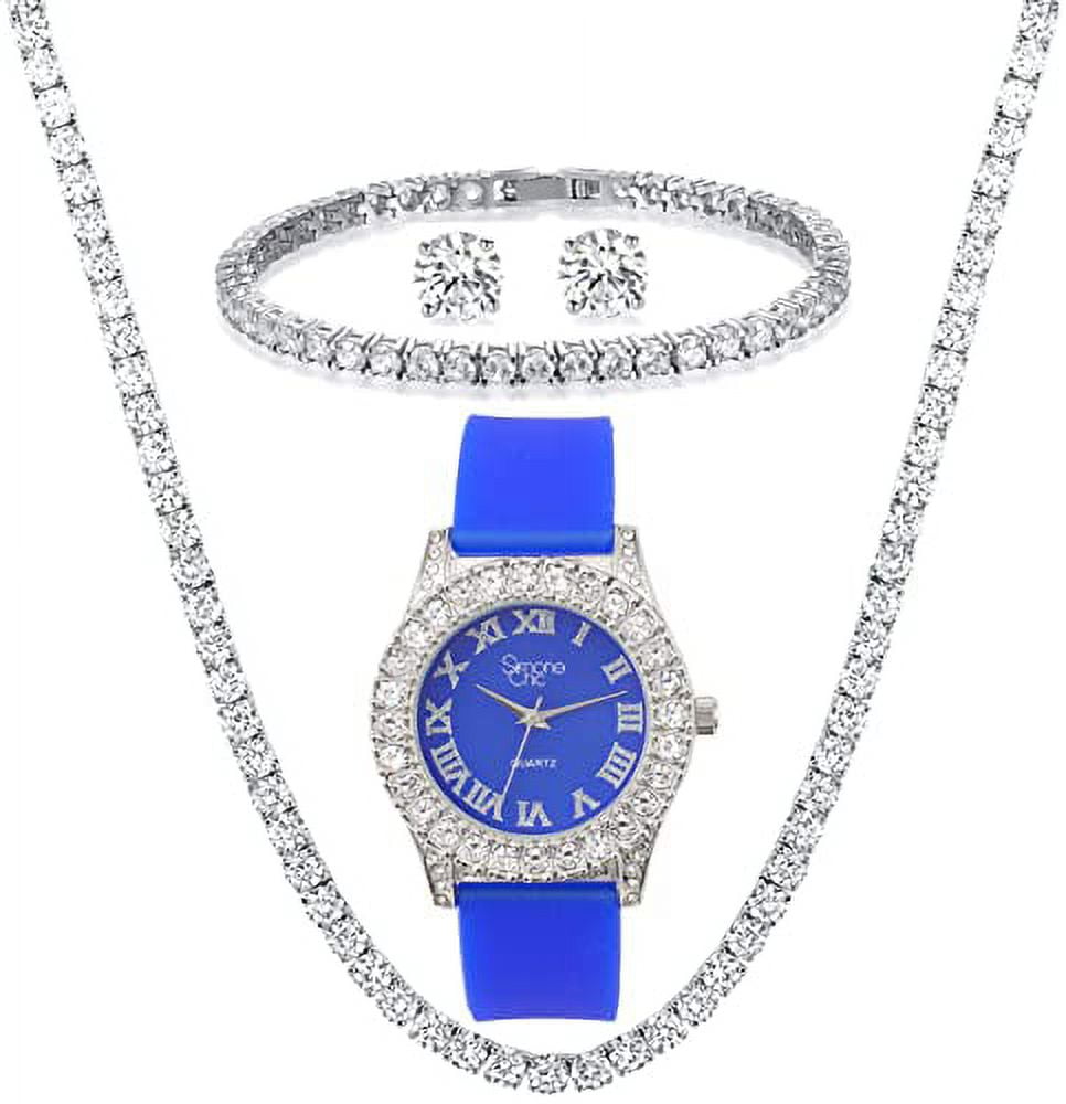 Simone Chic. Women's Big Rocks Fully Iced Bezel Colored Dial w/Easy ...