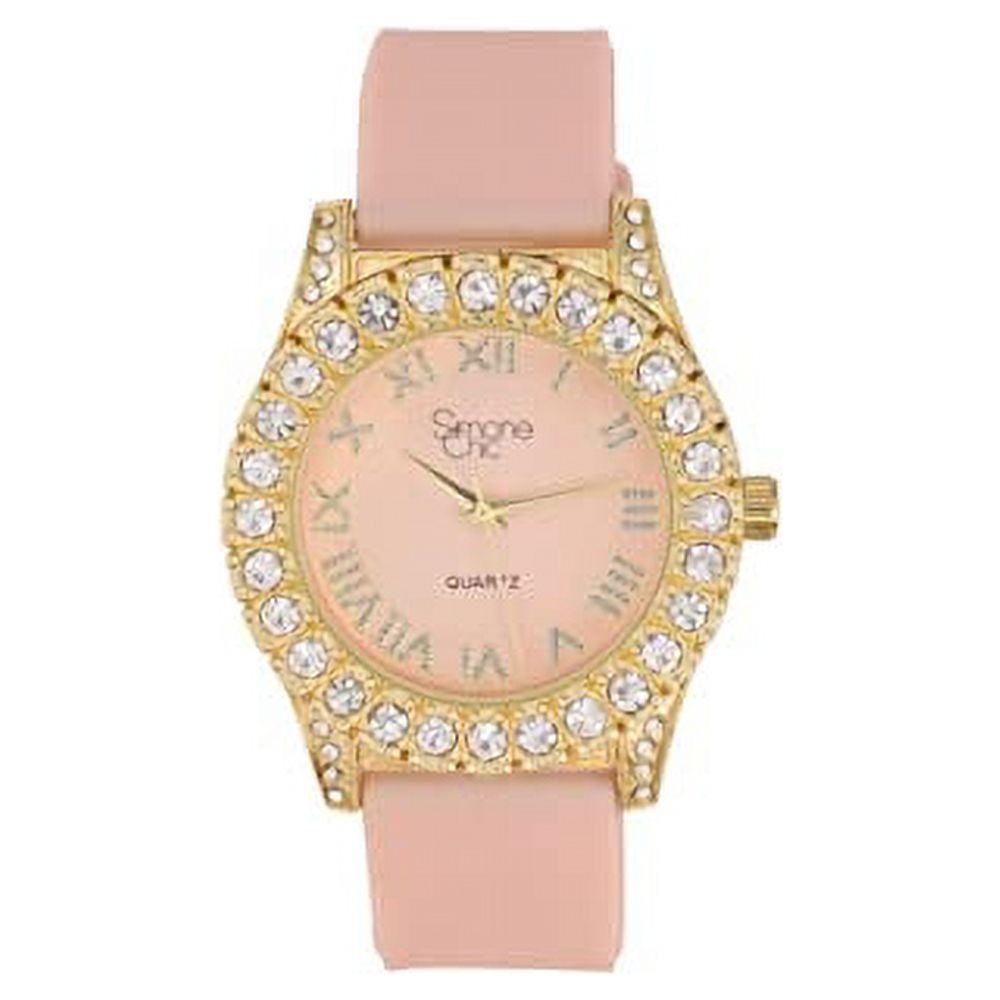 Simone Chic. Women's Big Rocks Fully Iced Bezel Colored Dial w/Easy ...
