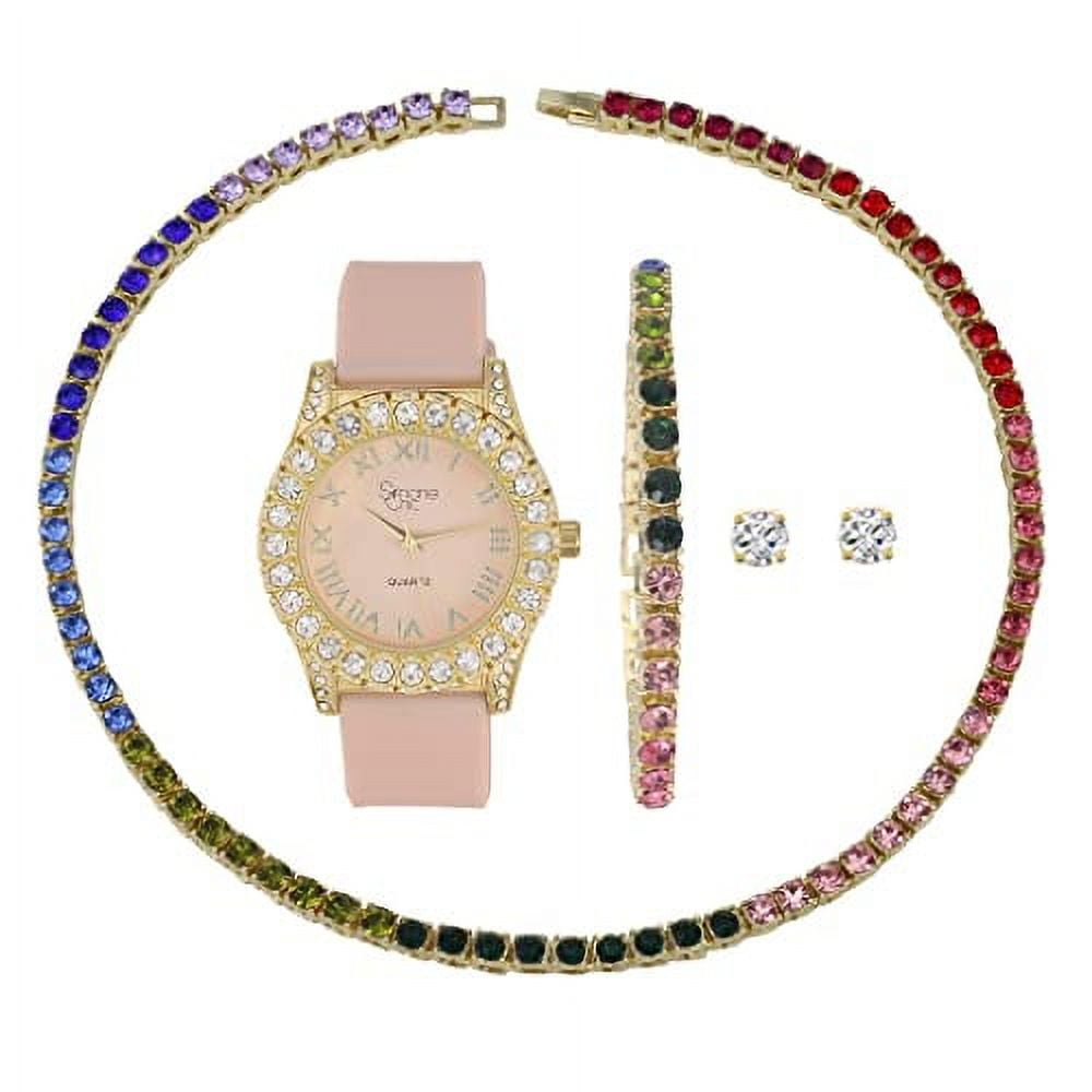 Simone Chic. Women's Big Rocks Fully Iced Bezel Colored Dial w/Easy ...