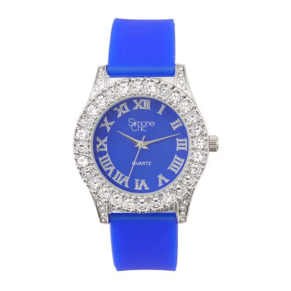 Simone Chic. Women's Big Rocks Fully Iced Bezel Colored Dial w/Easy ...