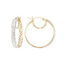 Rose Gold-Tone over Sterling Silver Bead Round Hoop Earrings, 18mm - Walmart.com