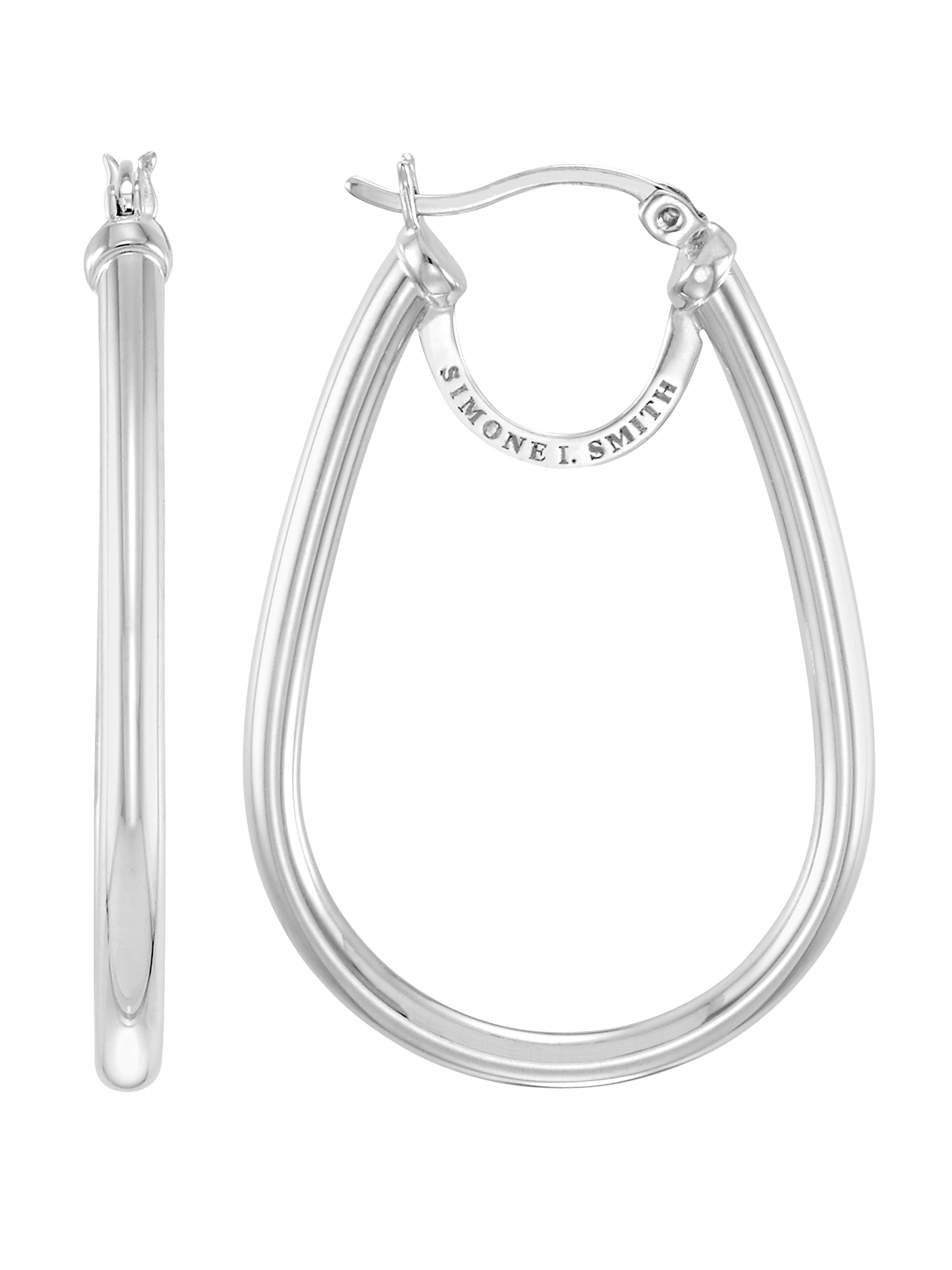 Simone I. Smith Sterling Silver Platinum Tone High Polished Pear Shaped ...