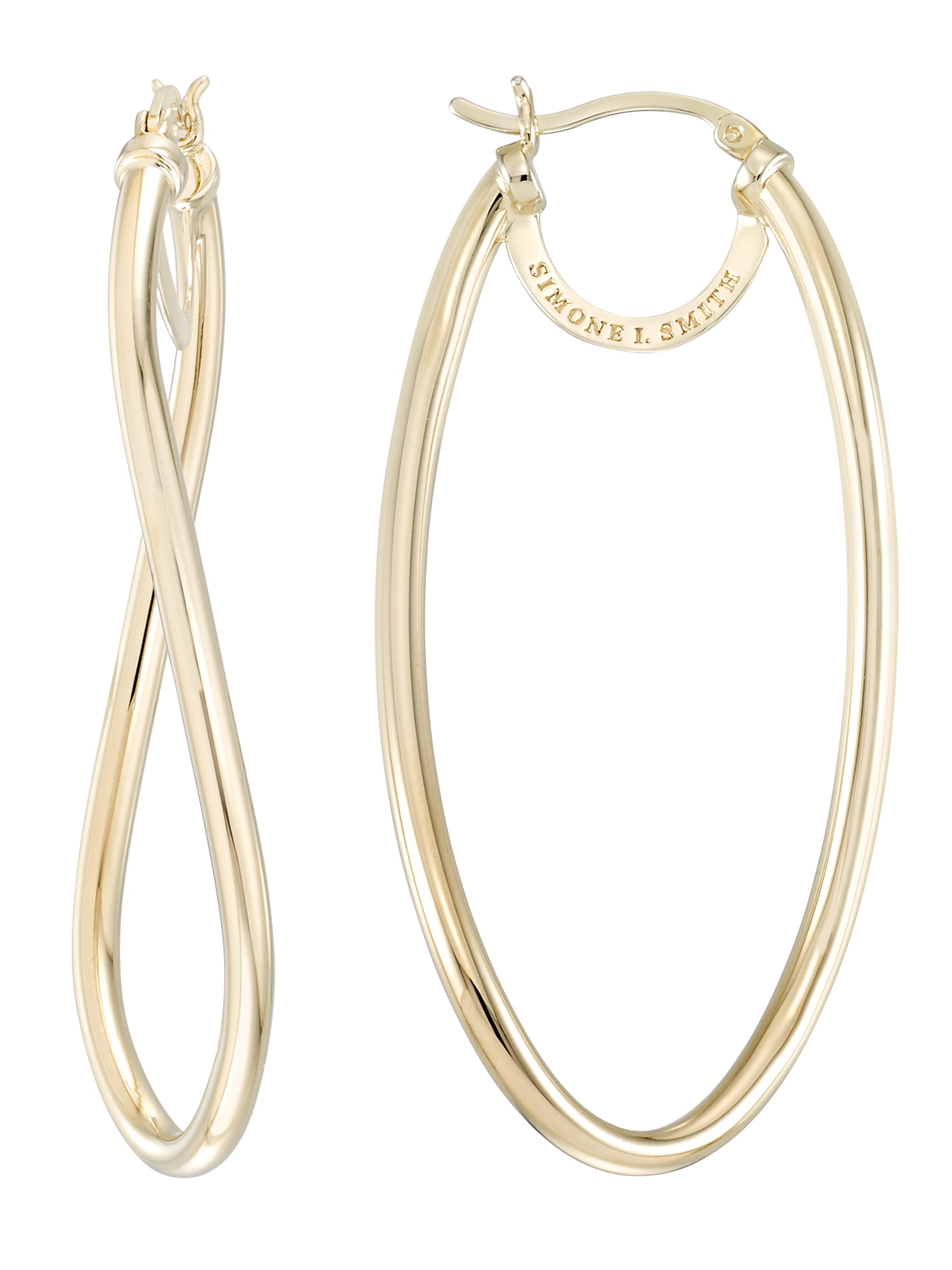 Simone I. Smith for Walmart Elongated Wave Hoop Earrings, Gold Tone ...