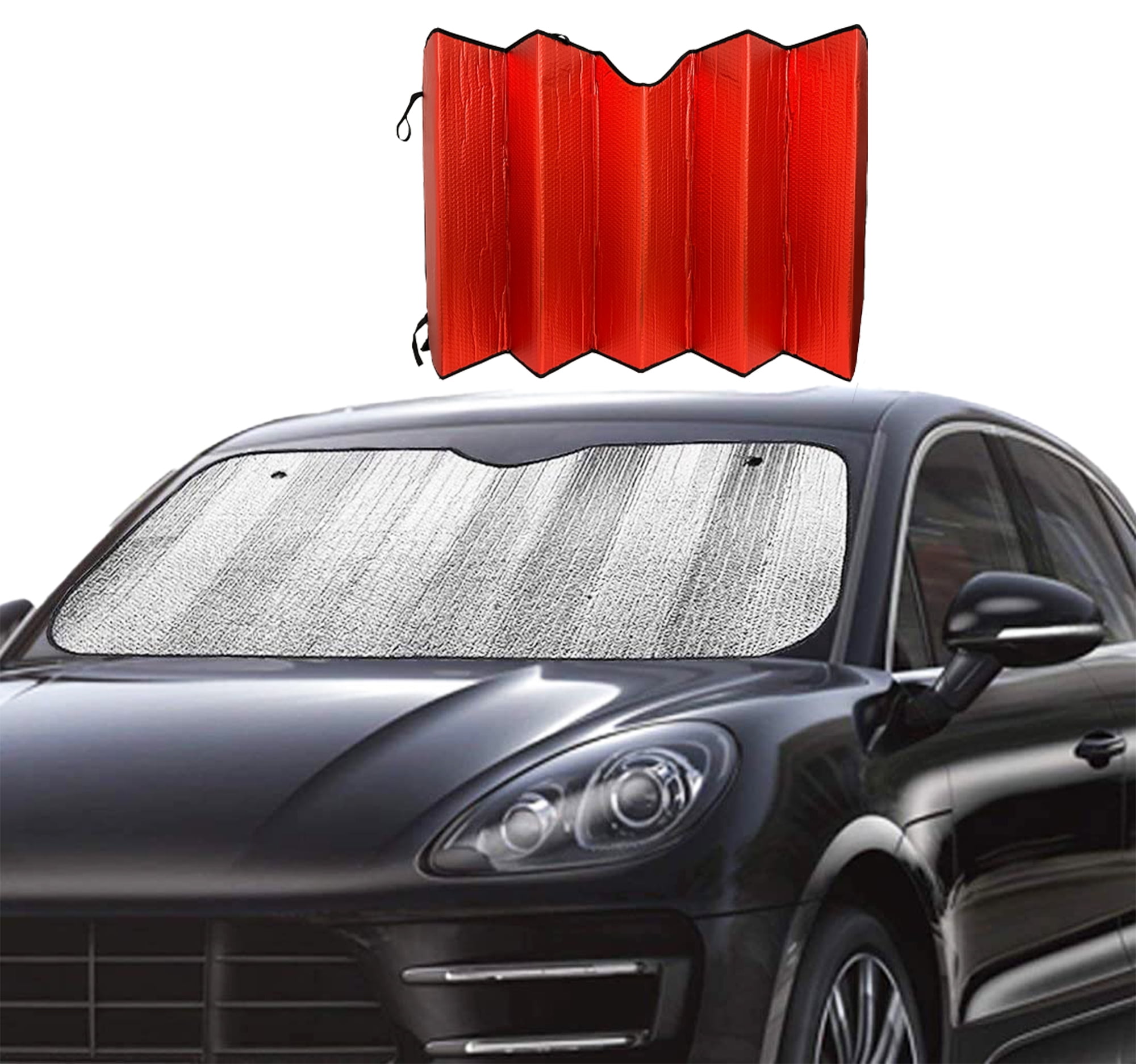Simoniz Jumbo Red Sunshade - 63"x28-1/2" Foldable Front Sun Protection for Car's Windshield ...