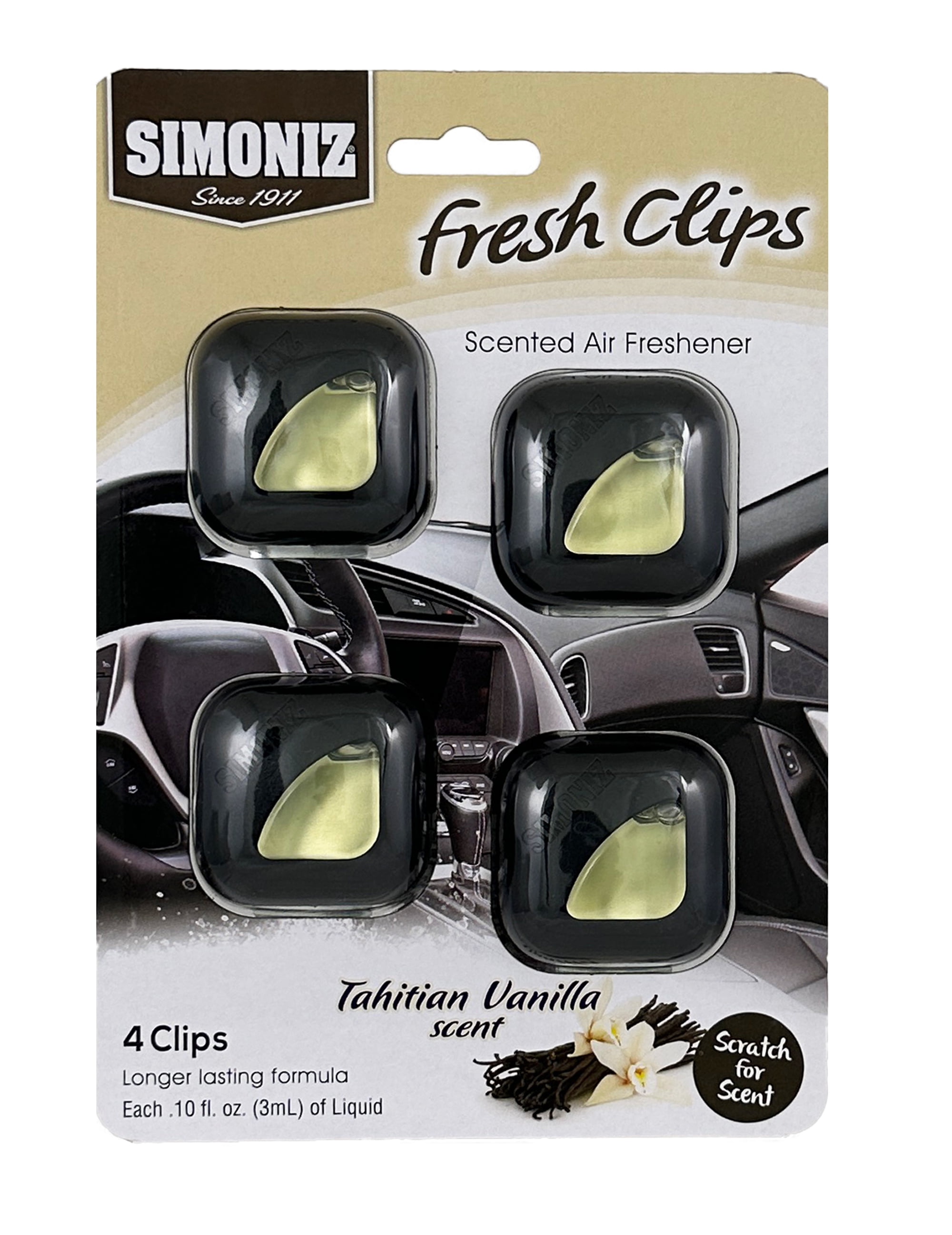 Simoniz Vent Clips - Tahitian Vanilla Car Vent Clip Air Freshener, Odor ...