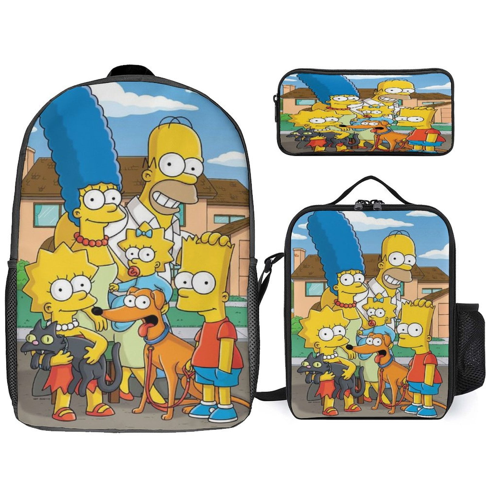 Simp-son Backpack Set Cartoon Bookbag Backpack Cartoon Backpack With ...