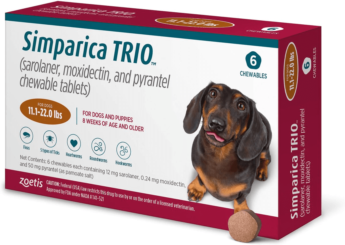 Simparica Trio For Dogs 11 1 22 Lbs