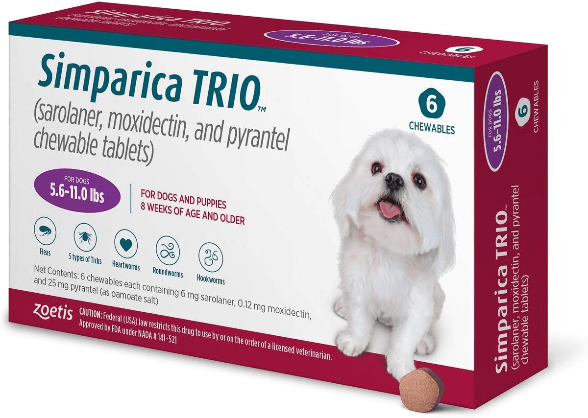 Simparica Trio (sarolaner, moxidectin, and pyrantel chewable tablets ...