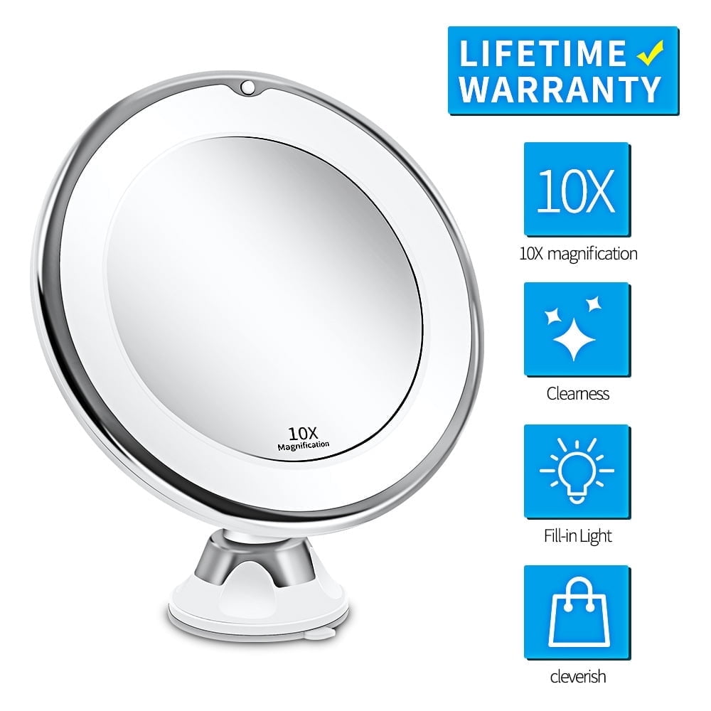 "Simperf 10x Magnifying Makeup Mirror, LED Light, 360° Rotation ...