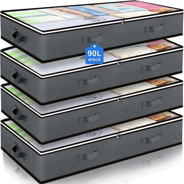 WeluvFit 90L Large Clothes Storage, 6 Pack Gray Collapse Zip Containers ...