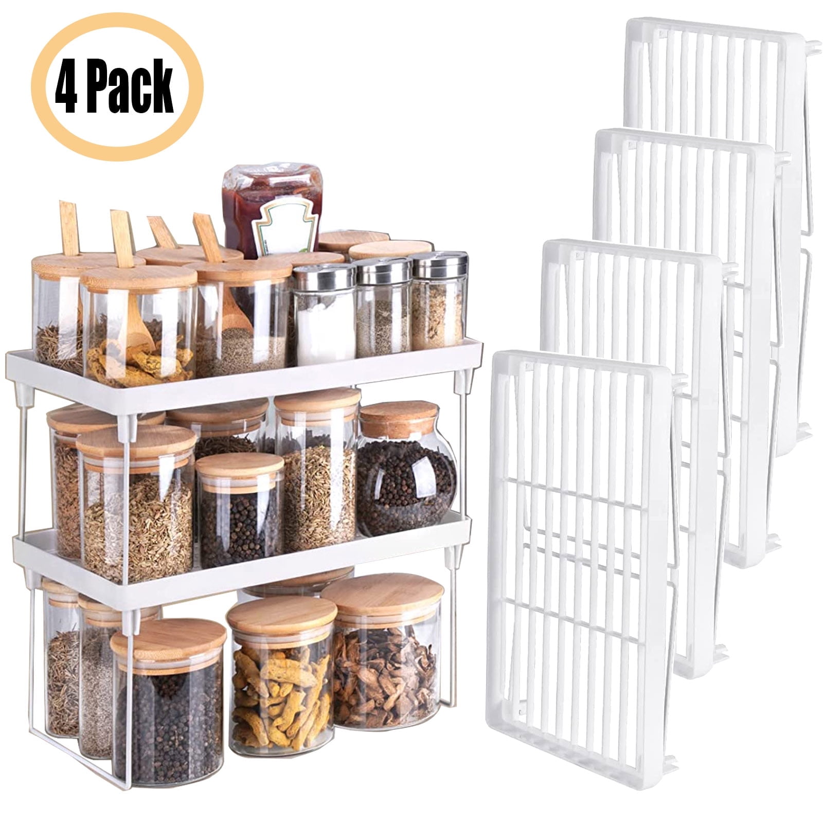 Simperf 4-Pack Stackable Plastic Kitchen Shelf Foldable Rack Kitchen ...