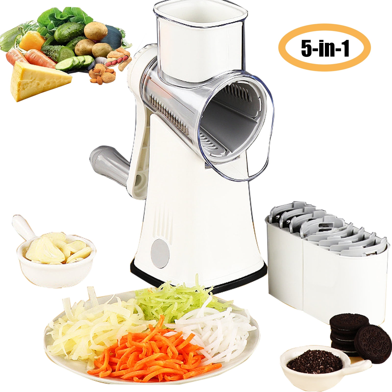 Simperf 5-in-1 Rotary Cheese Grater with Handle, Cheese Shredder for ...