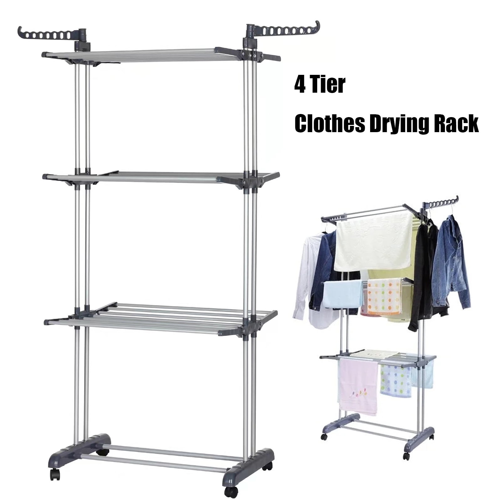 Simperf Clothes Drying Rack, 4-Tier Space-Saving Foldable Laundry ...