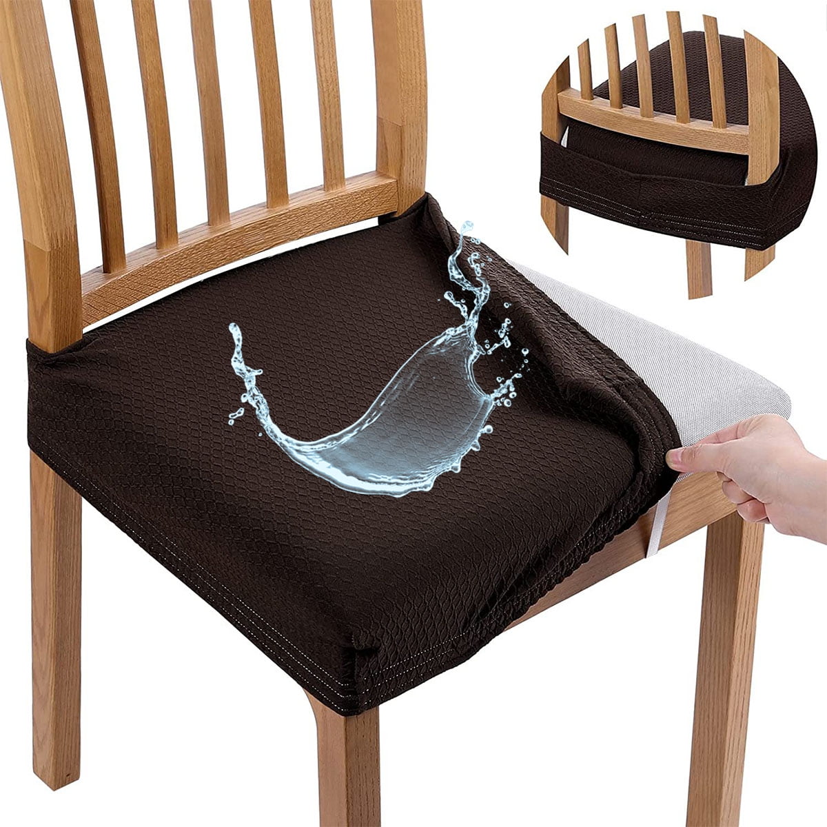 Simperf Dining Chair Seat Covers Stretch Jacquard Chair Slipcover with ...