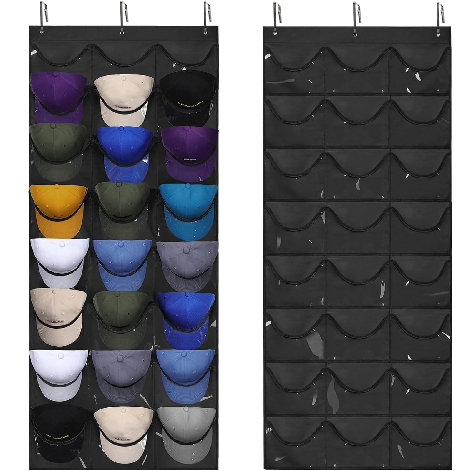 Simperf Over the Door Cap Organizer, 24 Pockets Baseball Hat Rack ...