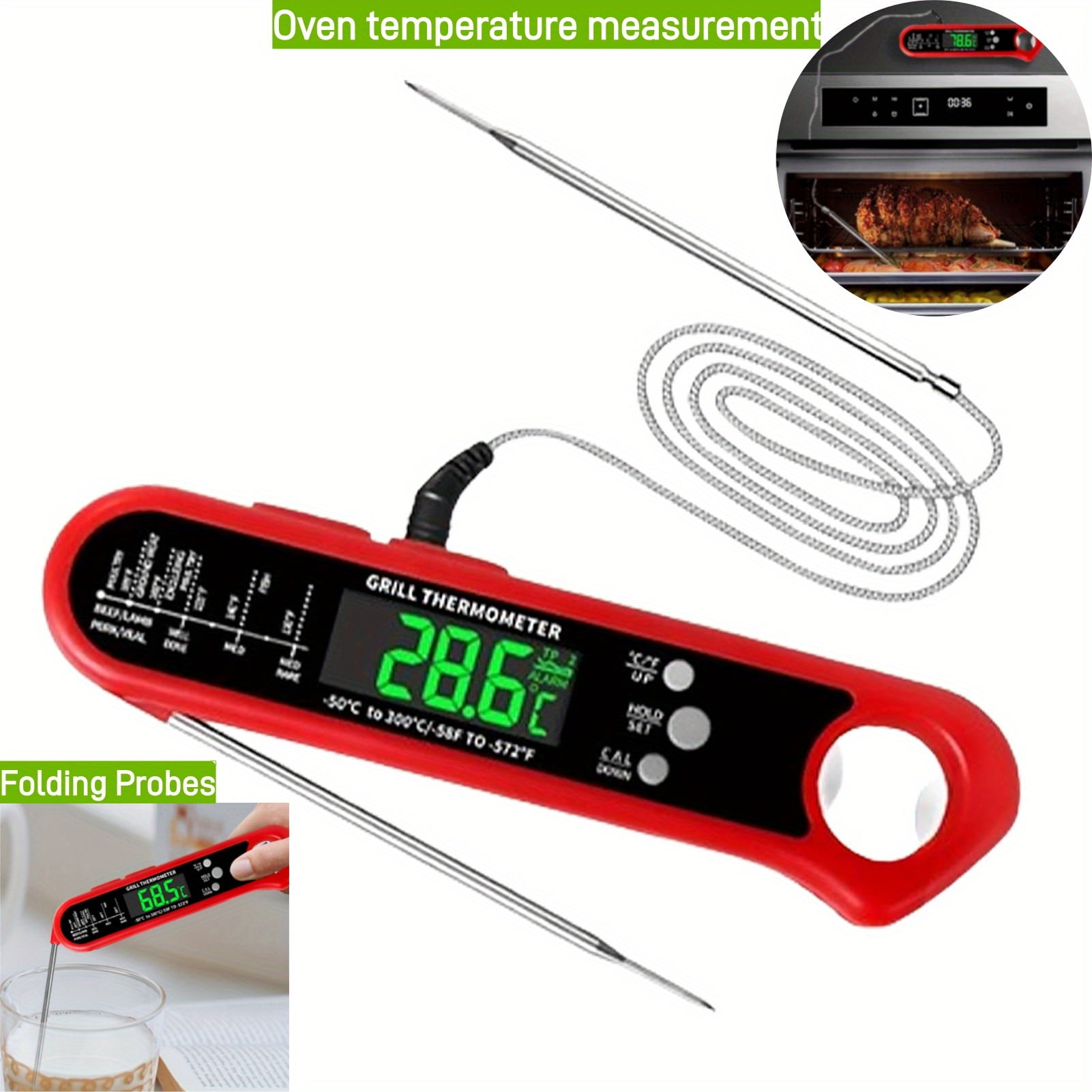 Simperf Dual Probe Meat Thermometer - Digital Food Thermometer with ...