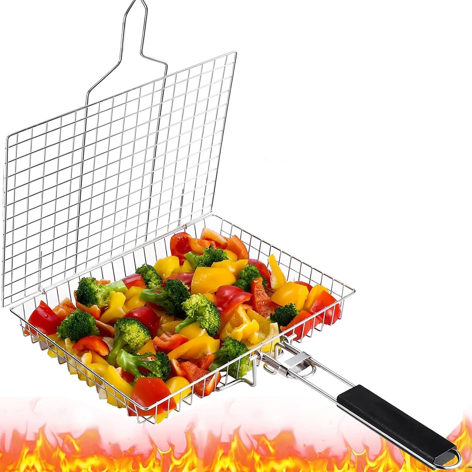 Simperf Grill Baskets for Outdoor Grill, Stainless Steel Large Folding ...