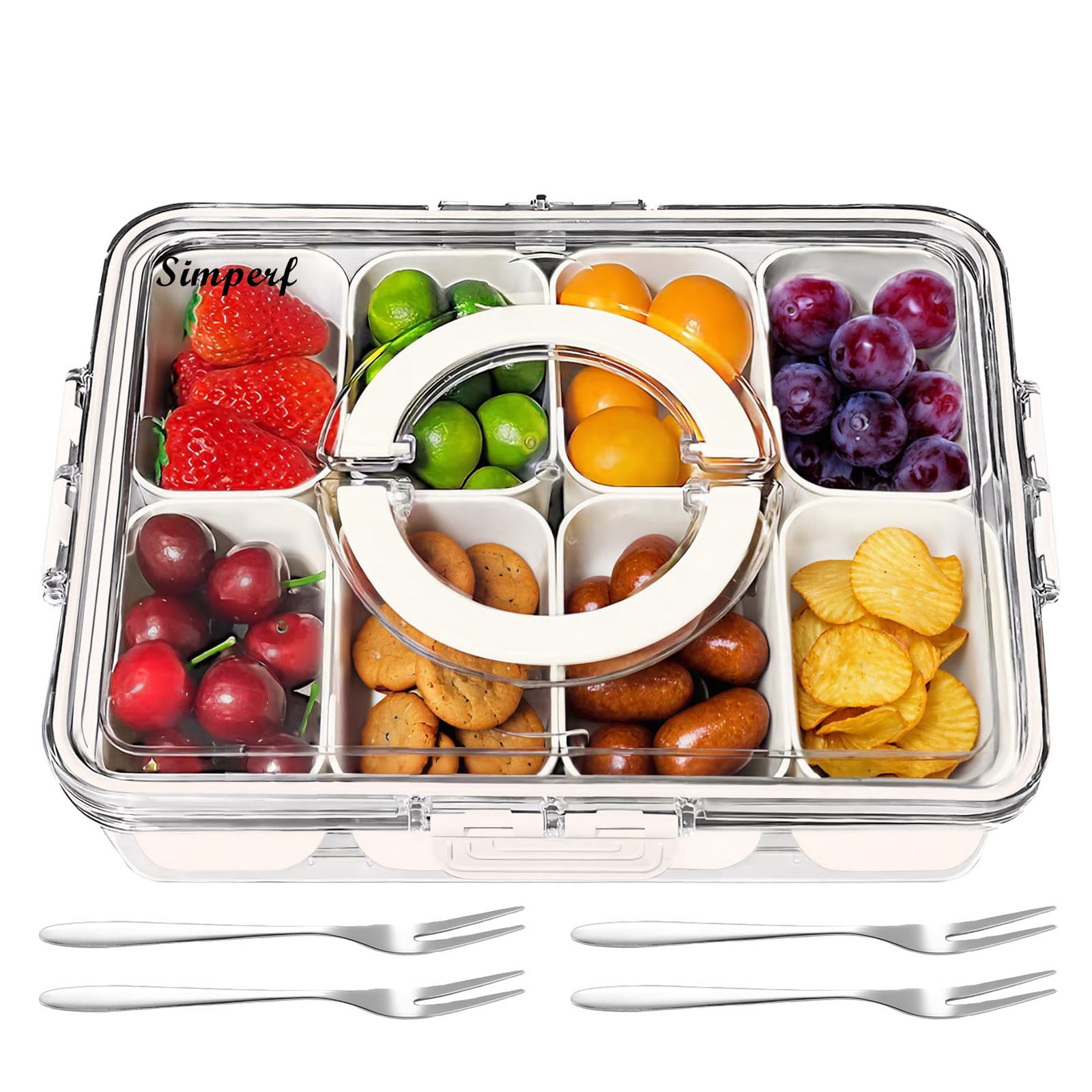 "Simperf Snack Containers with Dividers, 8 Compartments, Ivory White ...