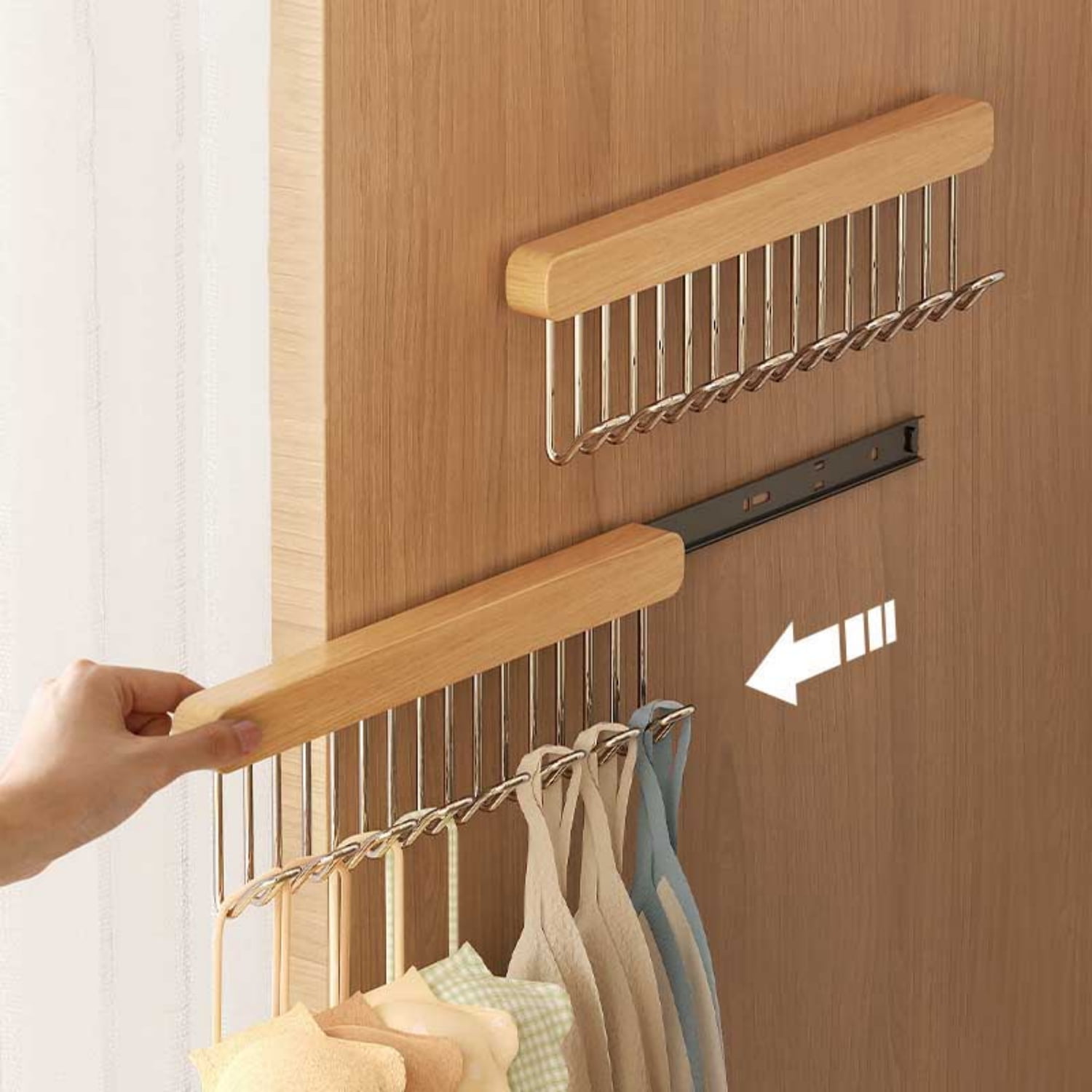 Simperf Wall Mounted Wardrobe Coat Hangers Hooks Pull Out Hanging ...