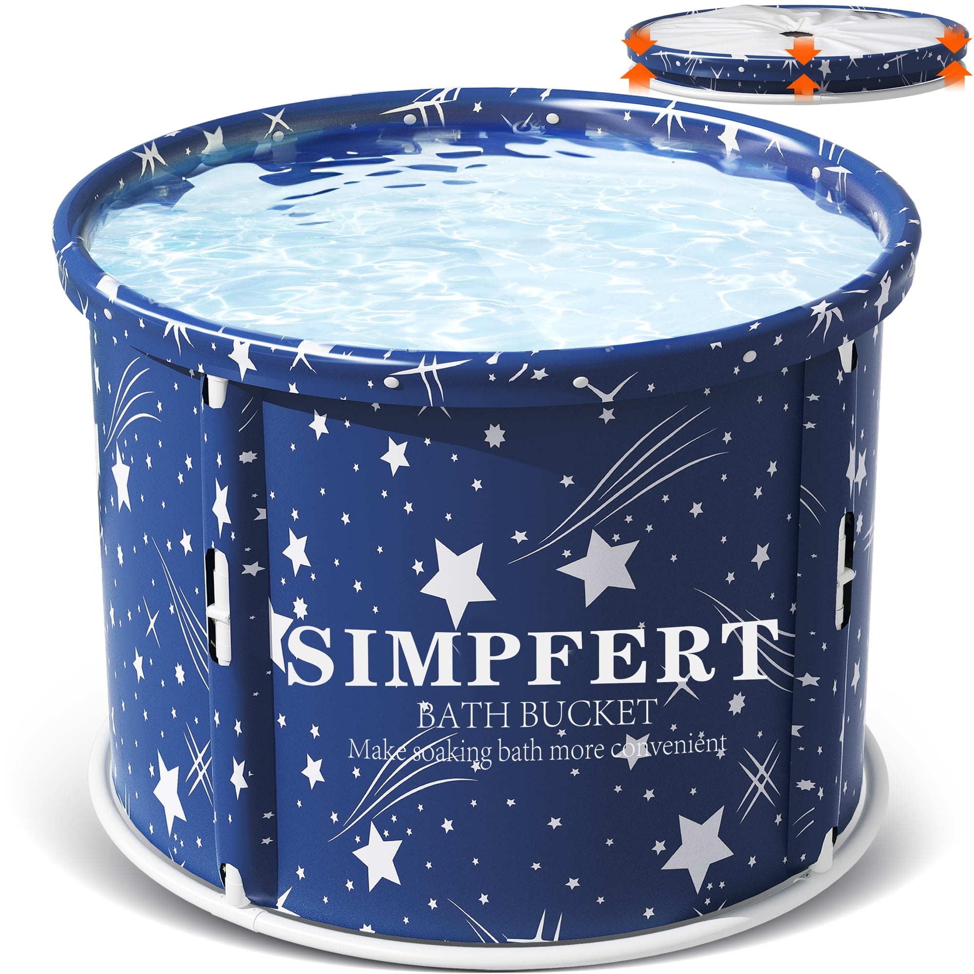 Simpfert Ice Bath Tub, Blue Stars, PVC, 31.5"x25.6", 200L Freestanding ...