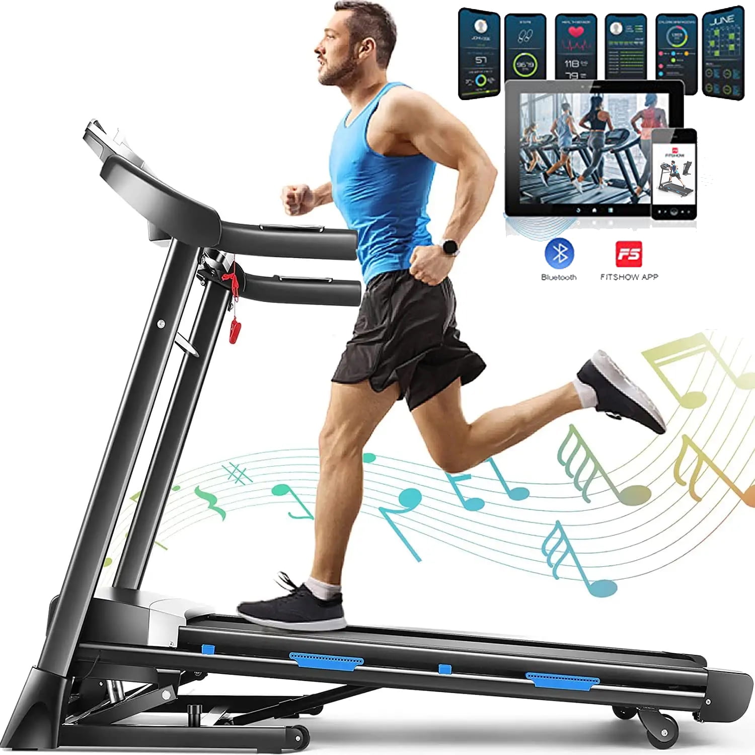 Simpfree 15% Auto Incline Treadmill 300 lb Capacity, 3.25HP Folding ...