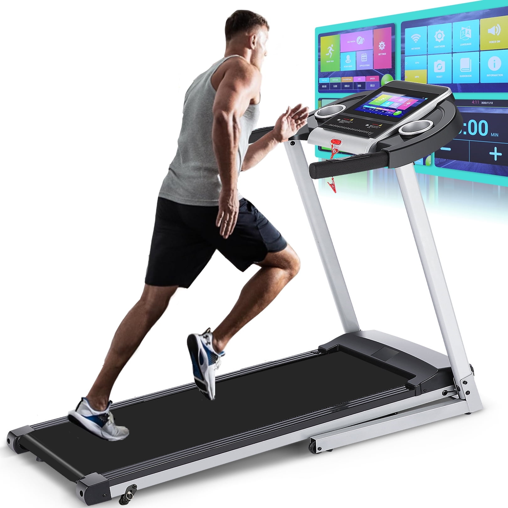 Simpfree Treadmill with 10" HD TV Movie Touchscreen and 3D Virtual ...